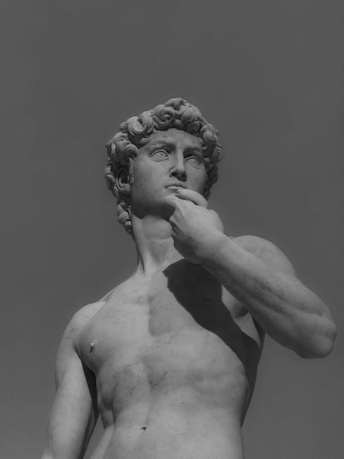 Michelangelo David in black and white