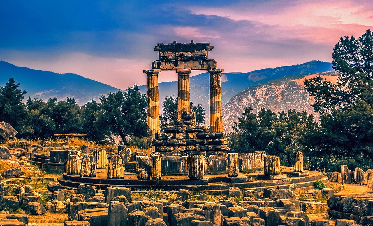 Ancient monument at the Delphi oracle site