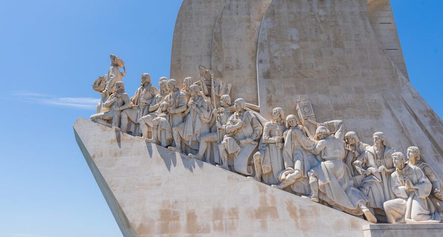 Explorer sculptures on the Padrao dos Descobrimentos