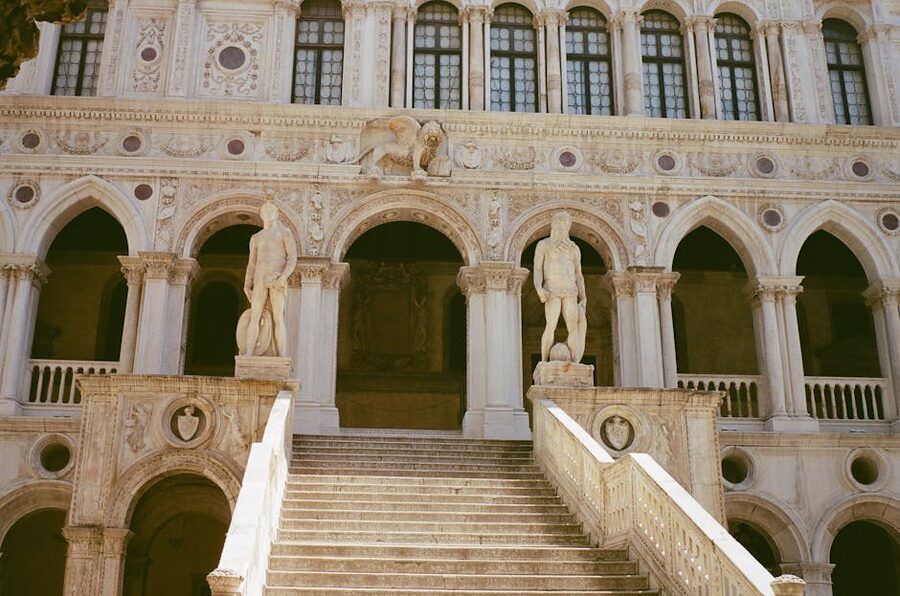 Doges Palace arches and staircases in Venice