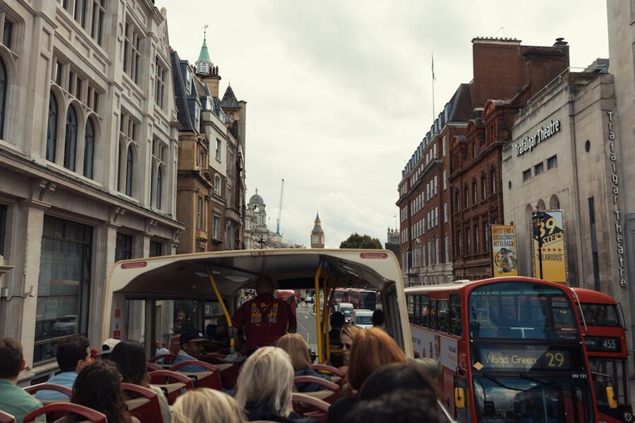 Double-decker bus central view