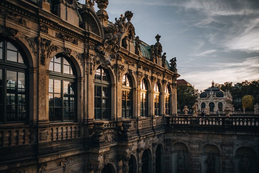 Zwinger Palace in Dresden during sunset