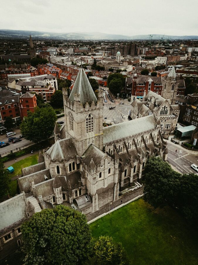 Aerial view of Christ Church Cathedral and Dublin city centre