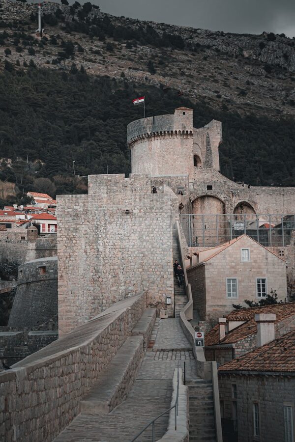 City wall and tower in Dubrovnik