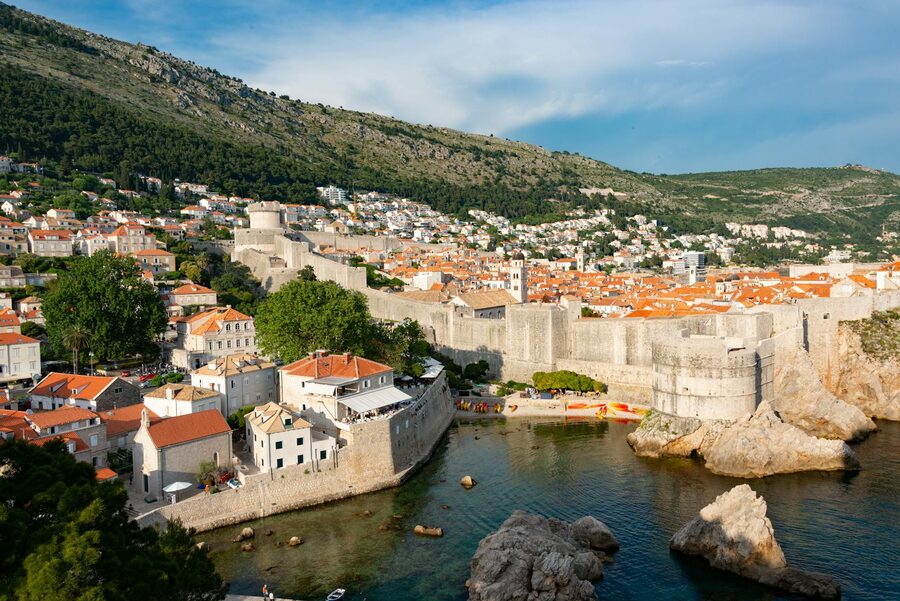 Dubrovnik city walls and sea coastline