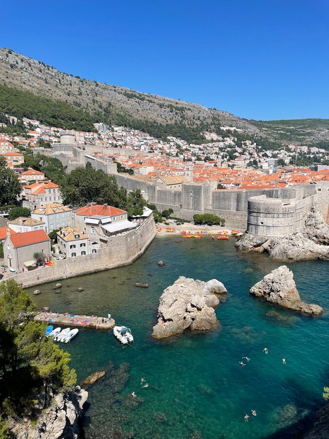 Aerial view of Dubrovnik historic walls