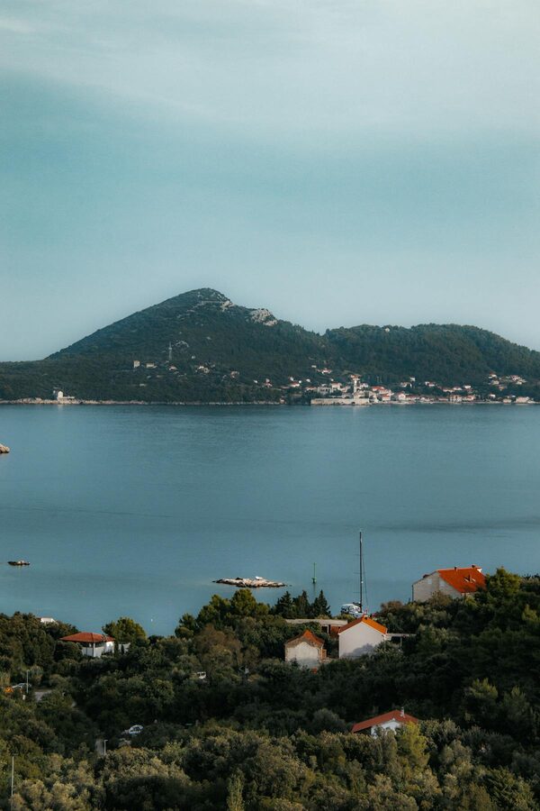Lopud Island view with dense greenery and calm sea
