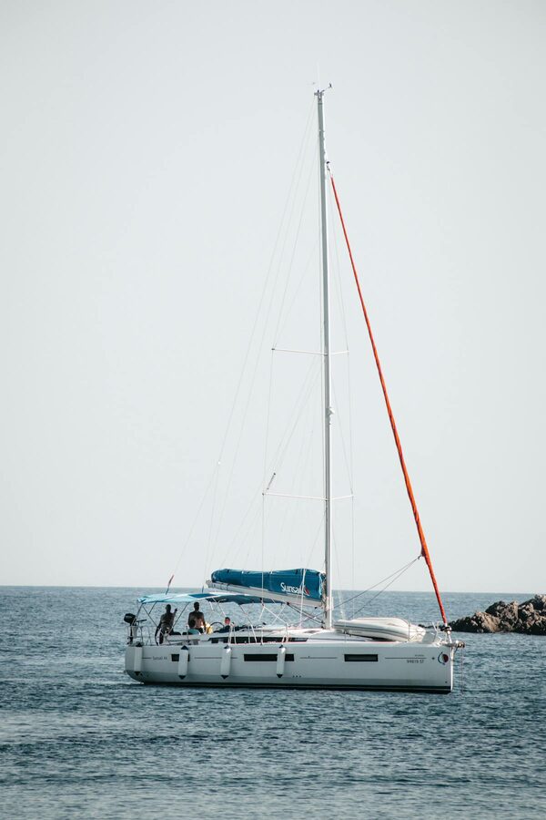 Sailboat on calm Adriatic Sea off Lopud Croatia