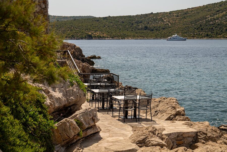 Coastal dining area overlooking the sea in Croatia