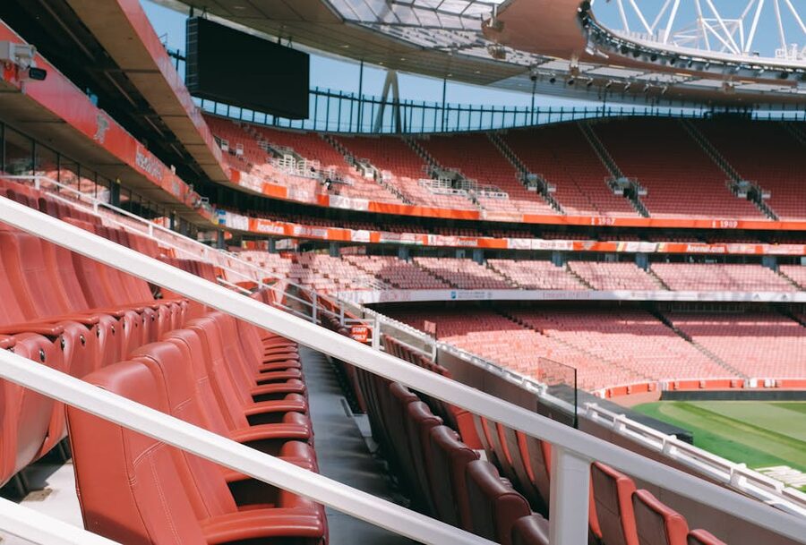 Empty red stadium seats