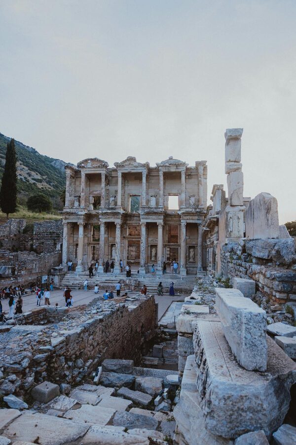 The Library of Celsus at Ephesus in warm evening light