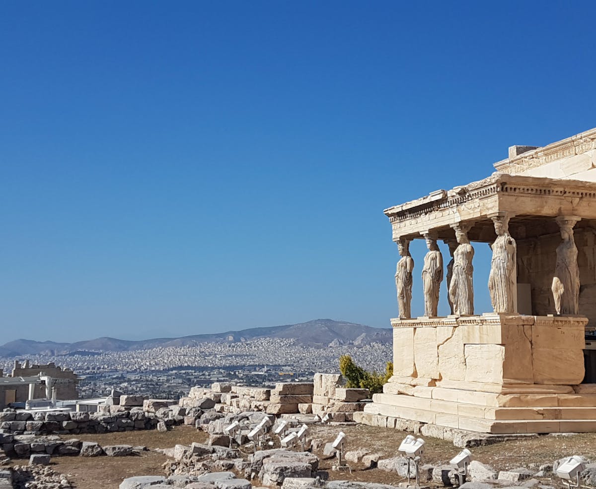 Erechtheion temple with Caryatid statues on the Acropolis Athens