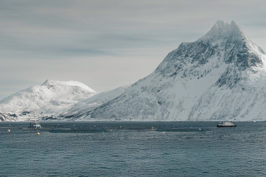 Arctic waters with mountains in background