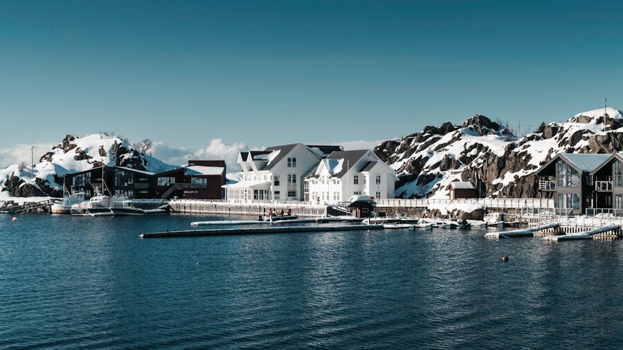 Fjord with mountains and Arctic light