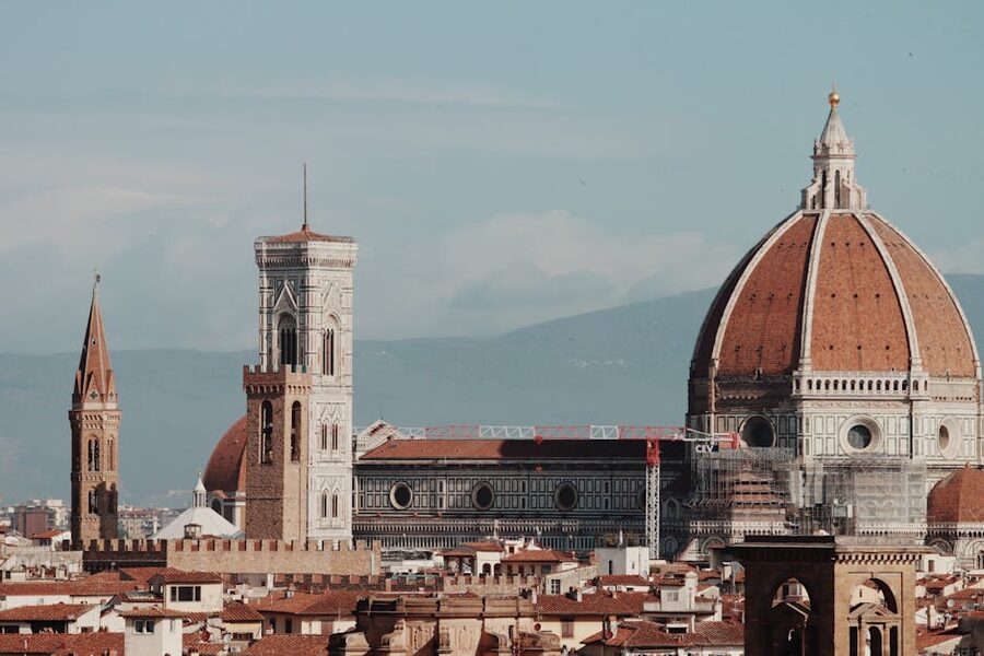 Aerial view of Florence Cathedral and surrounding city