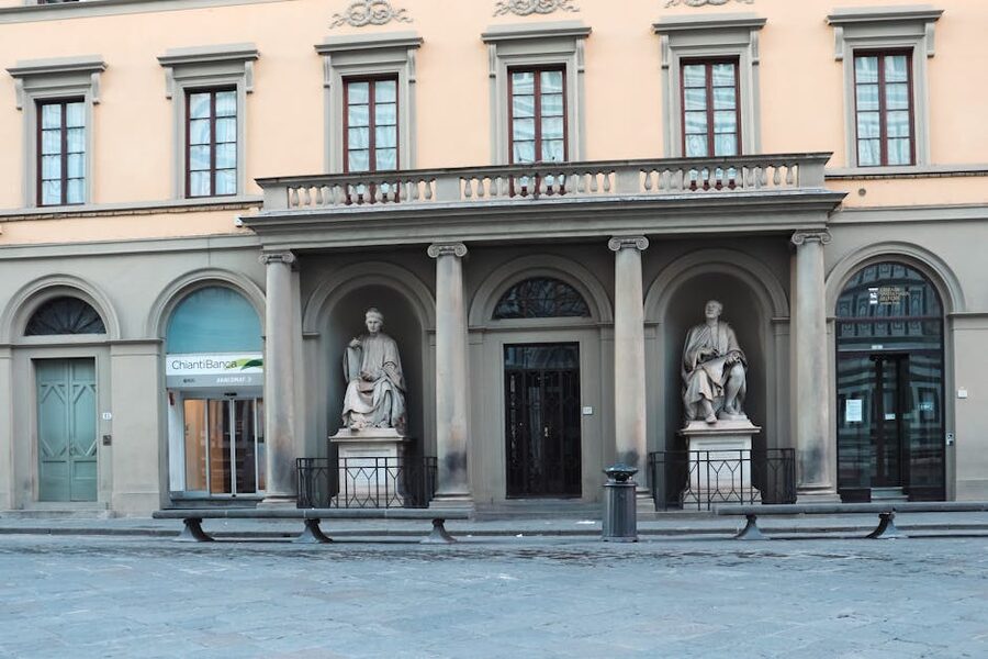 Florence facade with classic statues