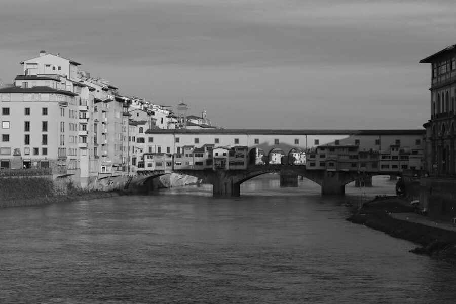 Florence Ponte Vecchio monochrome photograph