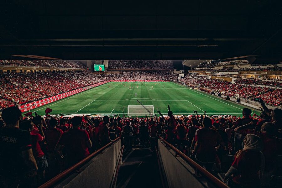 Football match passionate fans