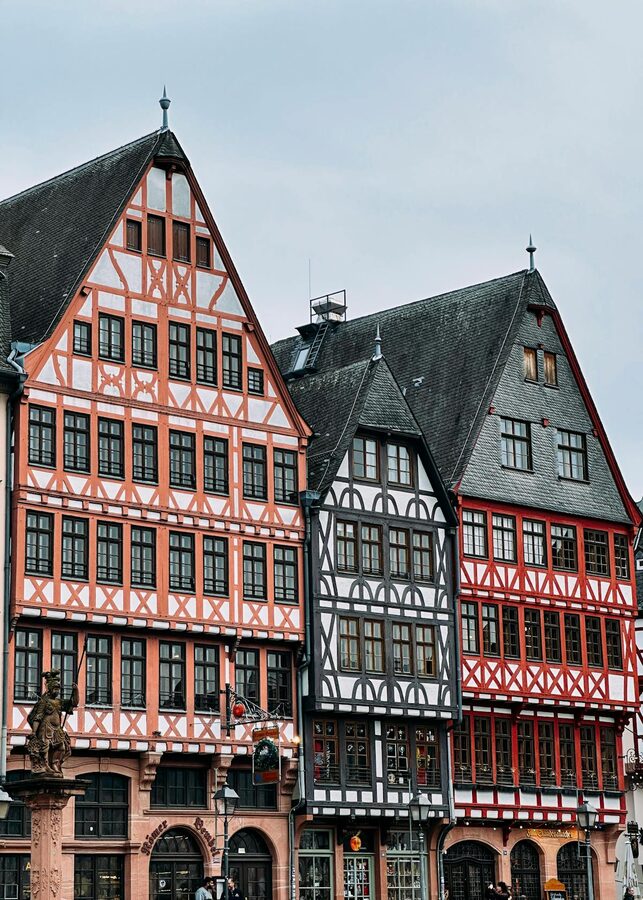 Timber-framed buildings at Römer in Frankfurt showing traditional architecture