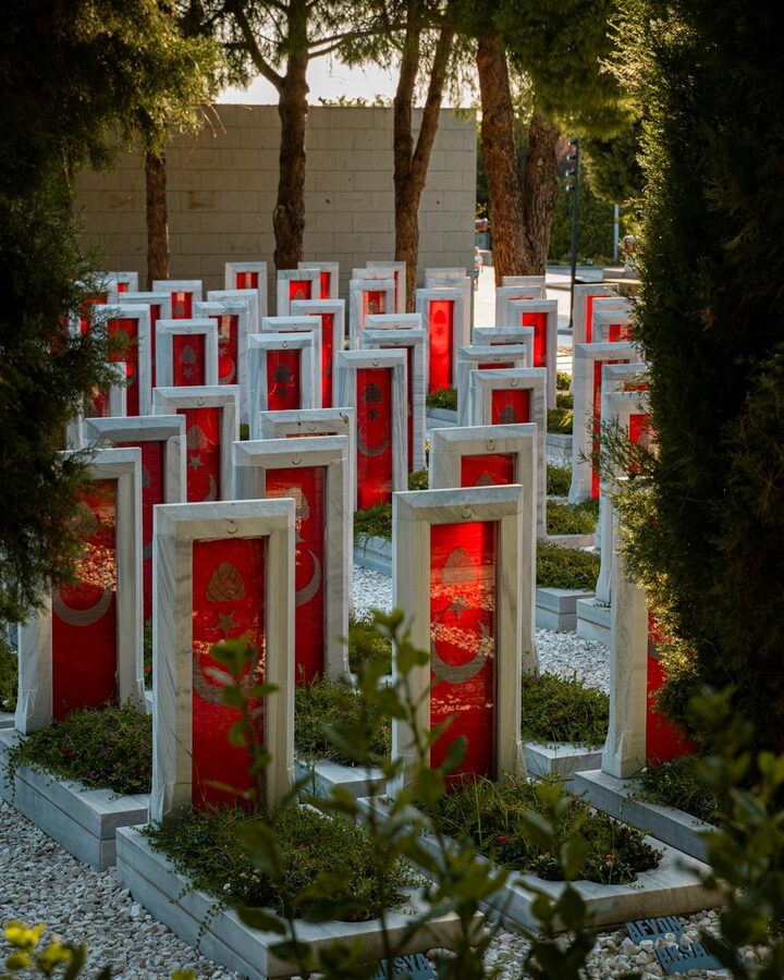 Memorial tribute to fallen soldiers at Canakkale Martyrs Cemetery in Turkey