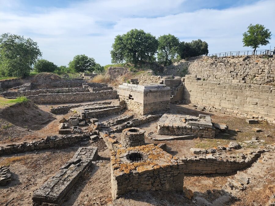 Ancient stone walls at the Troy archaeological site in Canakkale