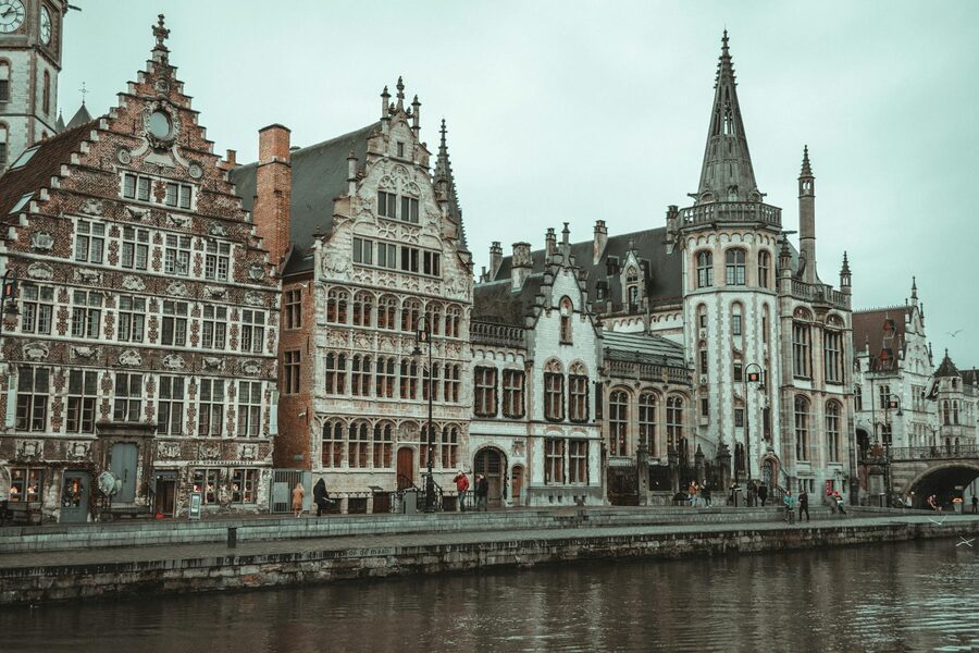 Traditional buildings on waterfront in Ghent