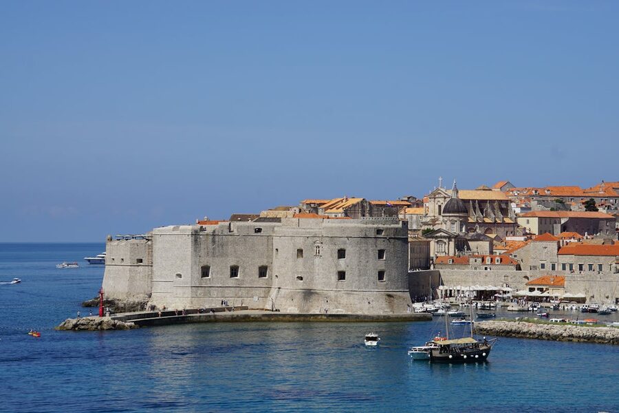 Dubrovnik Old Town with medieval architecture by Adriatic Sea