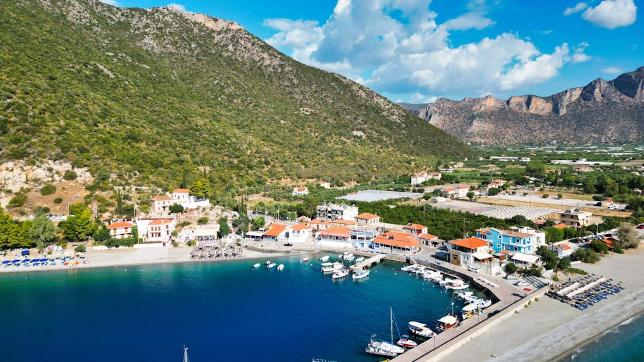Greek boat sailing on the open Aegean sea