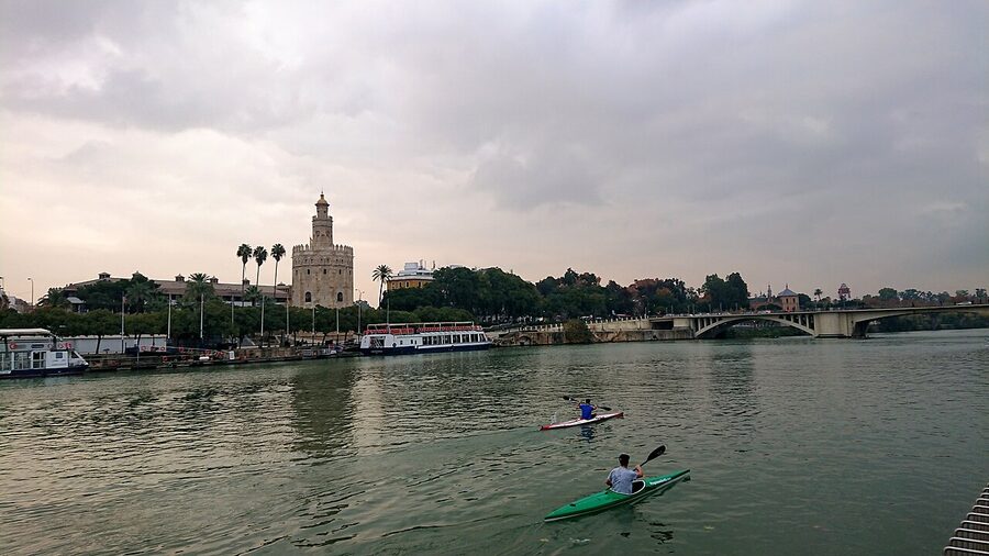 Guadalquivir river wide view in Seville