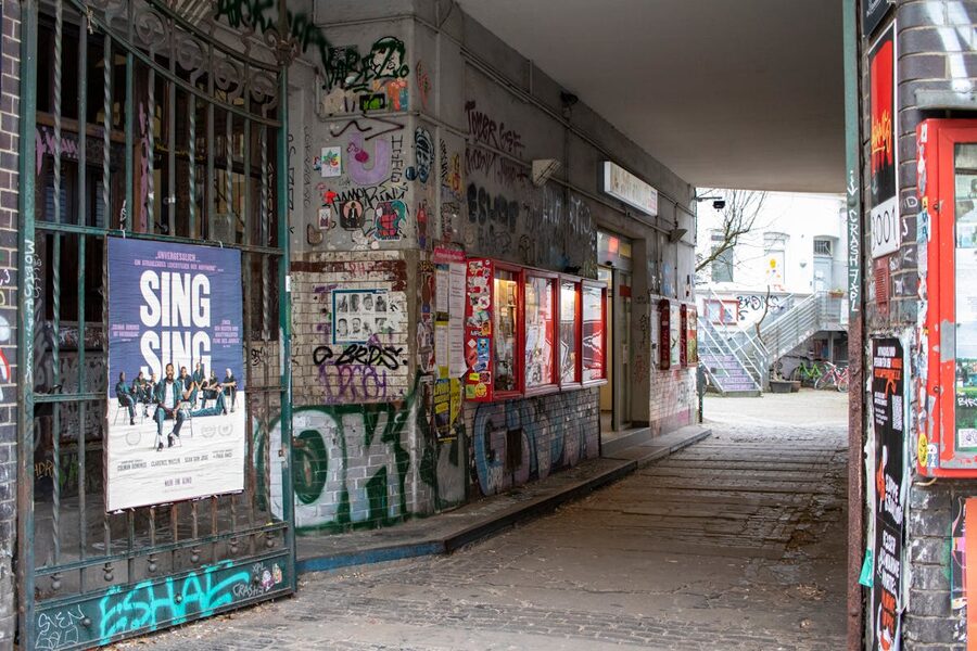 Colorful graffiti covering walls of an alley in Hamburg