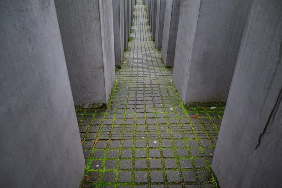 Close-up of concrete columns at the Holocaust Memorial in Berlin