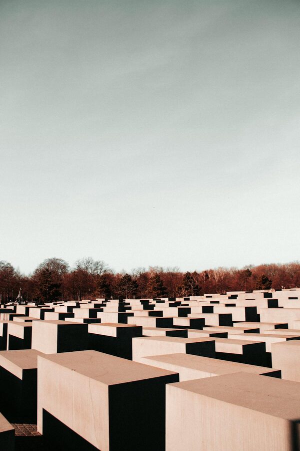 Geometric patterns created by the rows of stelae at Berlin's Holocaust Memorial