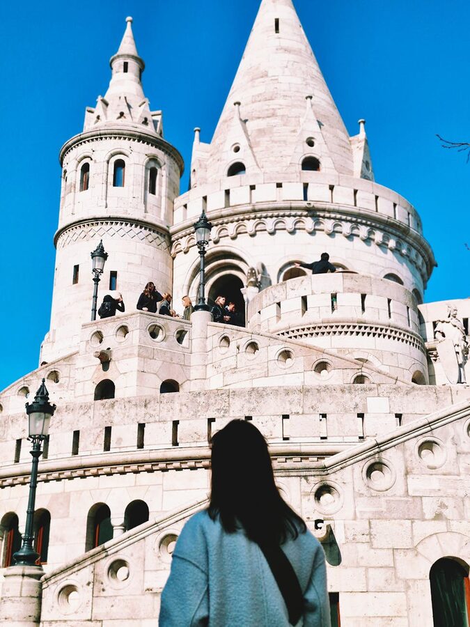 Tourist at Fishermans Bastion Budapest
