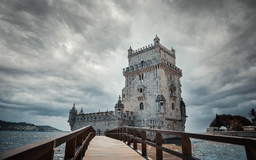 Belem Tower standing over the Tagus River Lisbon