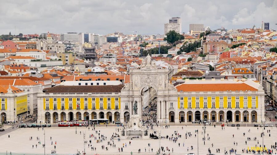 Praça do Comércio aerial view Lisbon