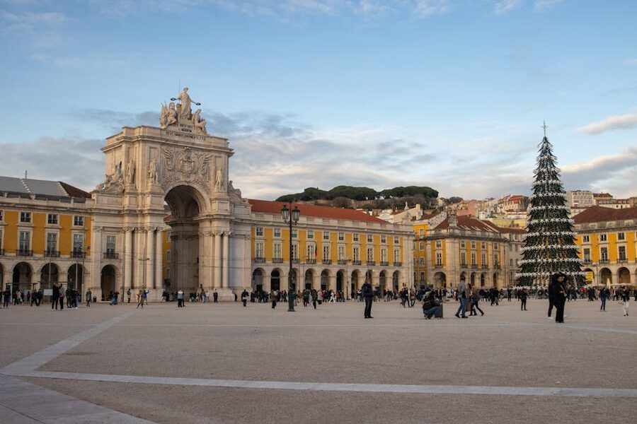 Praca do Comercio Lisbon with Christmas decorations