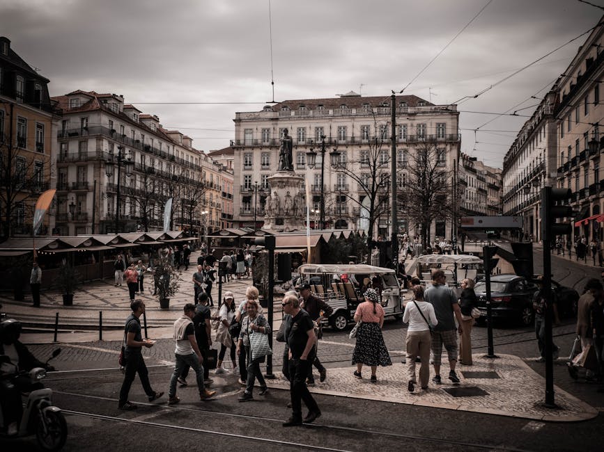 Rossio Square Lisbon historic pedestrian area