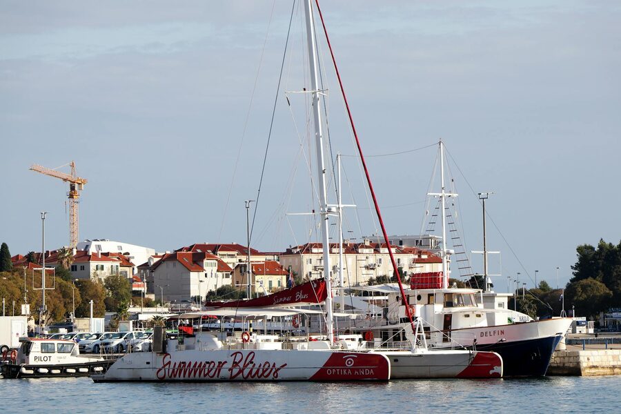 Catamaran and yacht in Split harbor Croatia