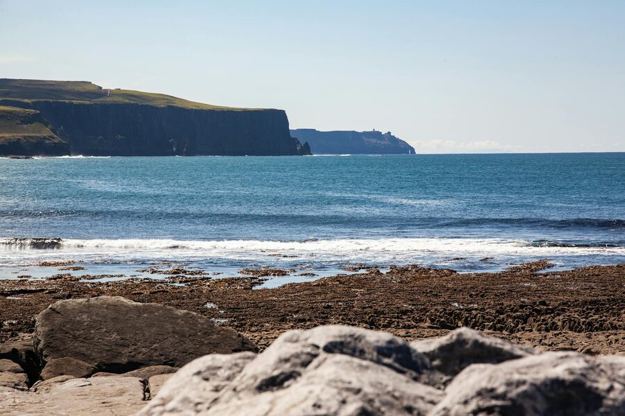 Rugged Irish Atlantic coast with waves and rocky shoreline