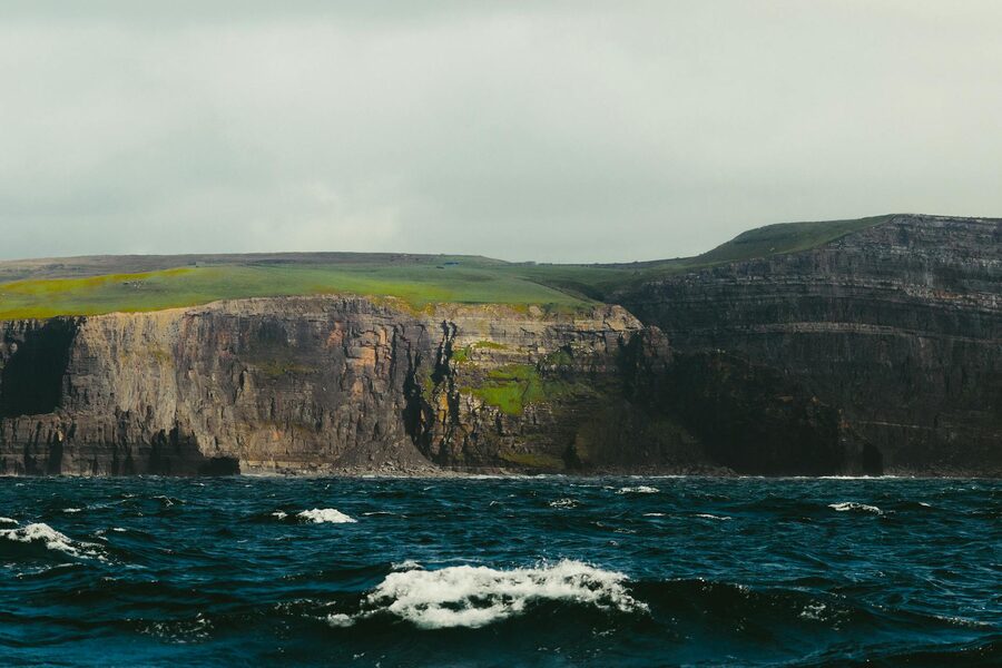 Coastal cliffs of western Ireland rising above the Atlantic Ocean