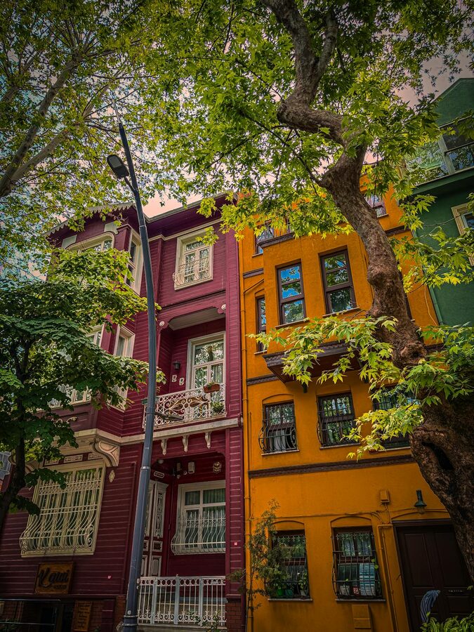 Colourful historic wooden houses in Istanbul's Fener Balat district