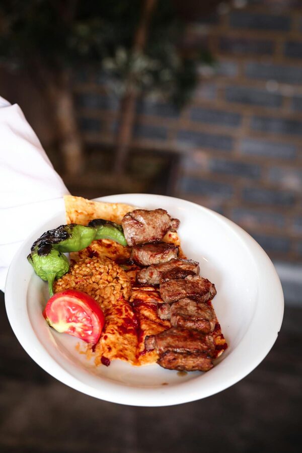 Turkish mixed grill with kebabs at a restaurant