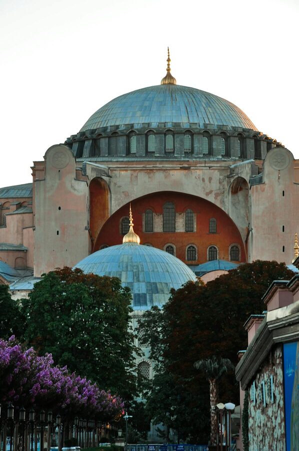 Hagia Sophia dome during sunset in Istanbul
