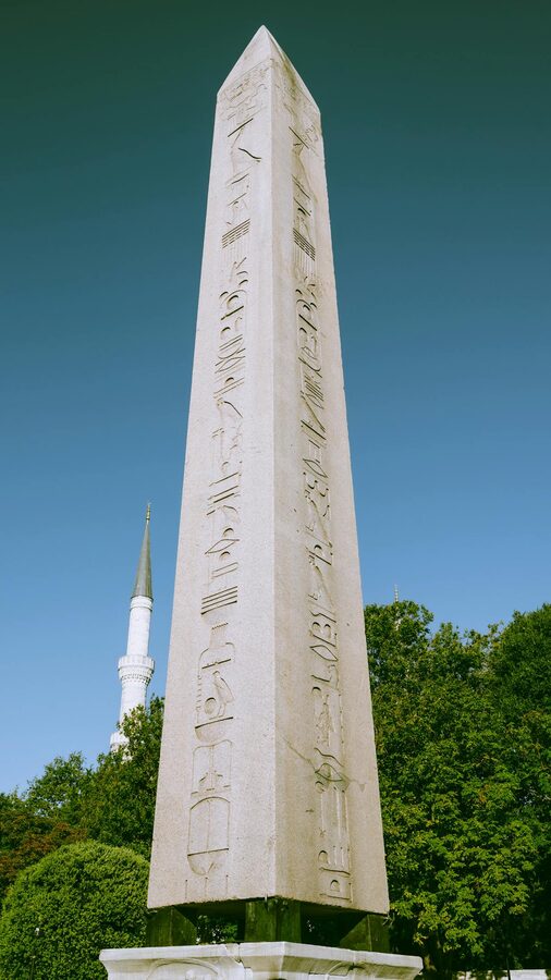Historic Obelisk of Theodosius in Sultanahmet with blue sky