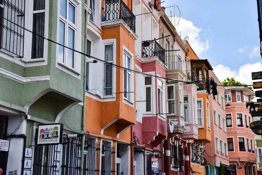 Colorful buildings in Balat Istanbul