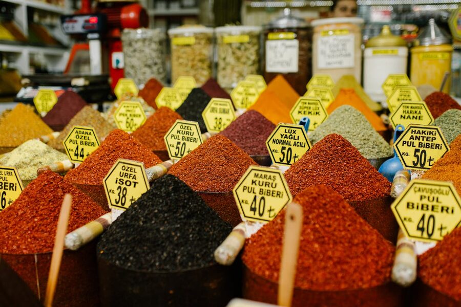 Spices and herbs at an Istanbul bazaar