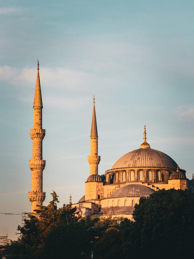 Sultan Ahmed Mosque (Blue Mosque) at sunset in Istanbul