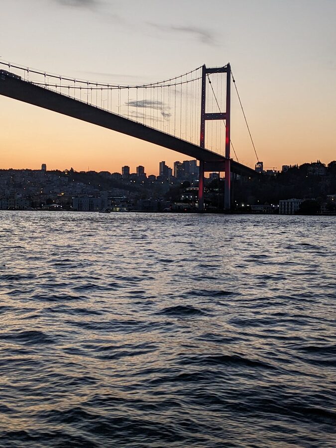 Bosphorus Bridge during a colorful sunset