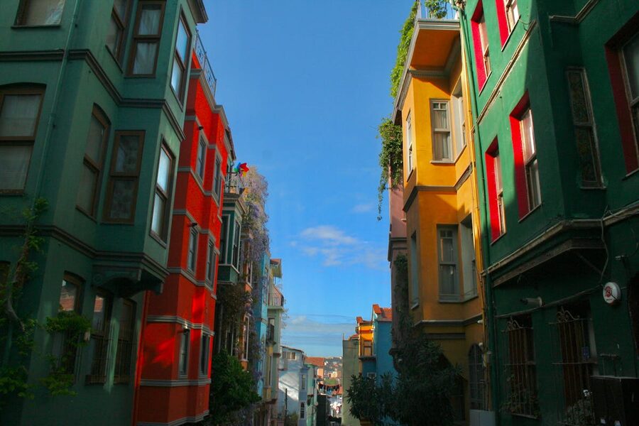 Colorful houses in Fener Balat district Istanbul