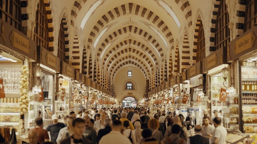 Grand Bazaar interior with arches in Istanbul